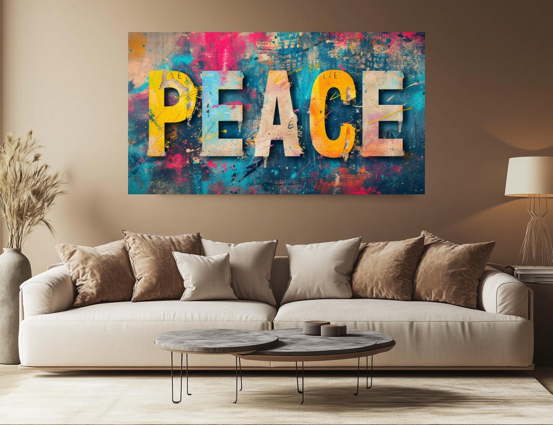 CANVAS PRINT Pop Art Peace Painting Positive Affirmations Wall Art ...