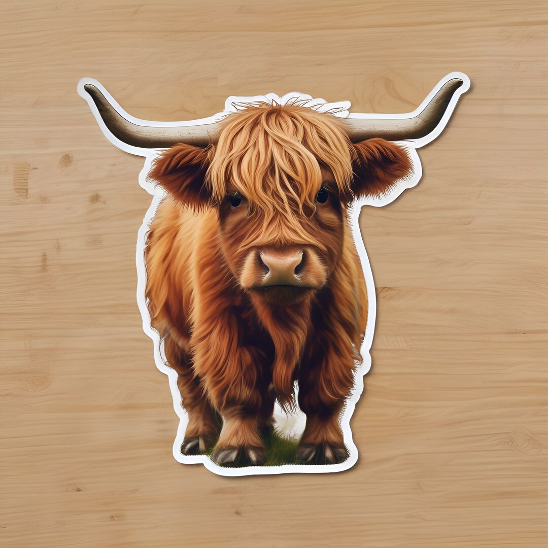 Highland Cow Sticker, Highland Cattle Sticker, Cute Highland Cow Calf ...