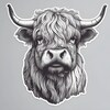 Highland Cow Sticker, Highland Cattle Sticker, Cute Highland Cow ...