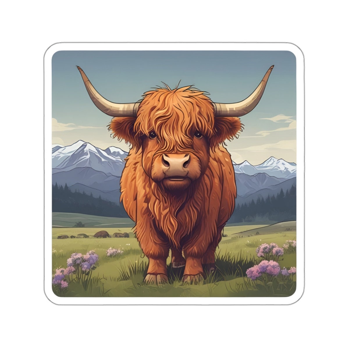 Highland Cow Sticker, Highland Cattle Sticker, Cute Highland Cow ...