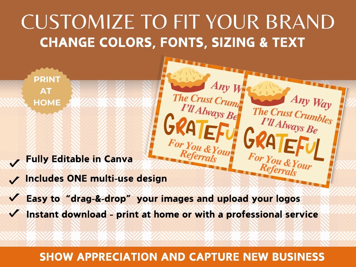 Grateful for Your Referrals, Thanksgiving Pop-by Tag for Realtors ...