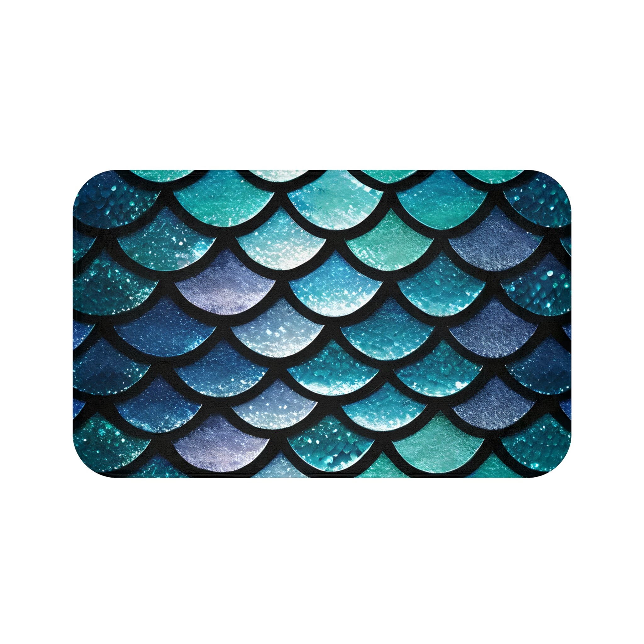Blue Mermaid Bath Mat, Mermaid Bathroom Decor, Bathroom Mats, Blue ...