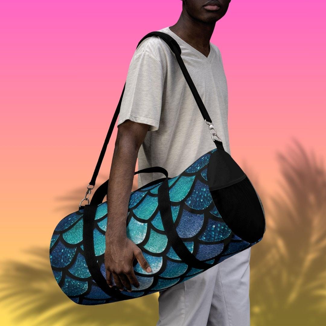Mermaid Scales Duffel Bag, Stylish Travel Tote, Gym Bag, Weekender Bag ...