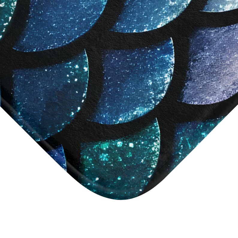 Blue Mermaid Bath Mat, Mermaid Bathroom Decor, Bathroom Mats, Blue ...