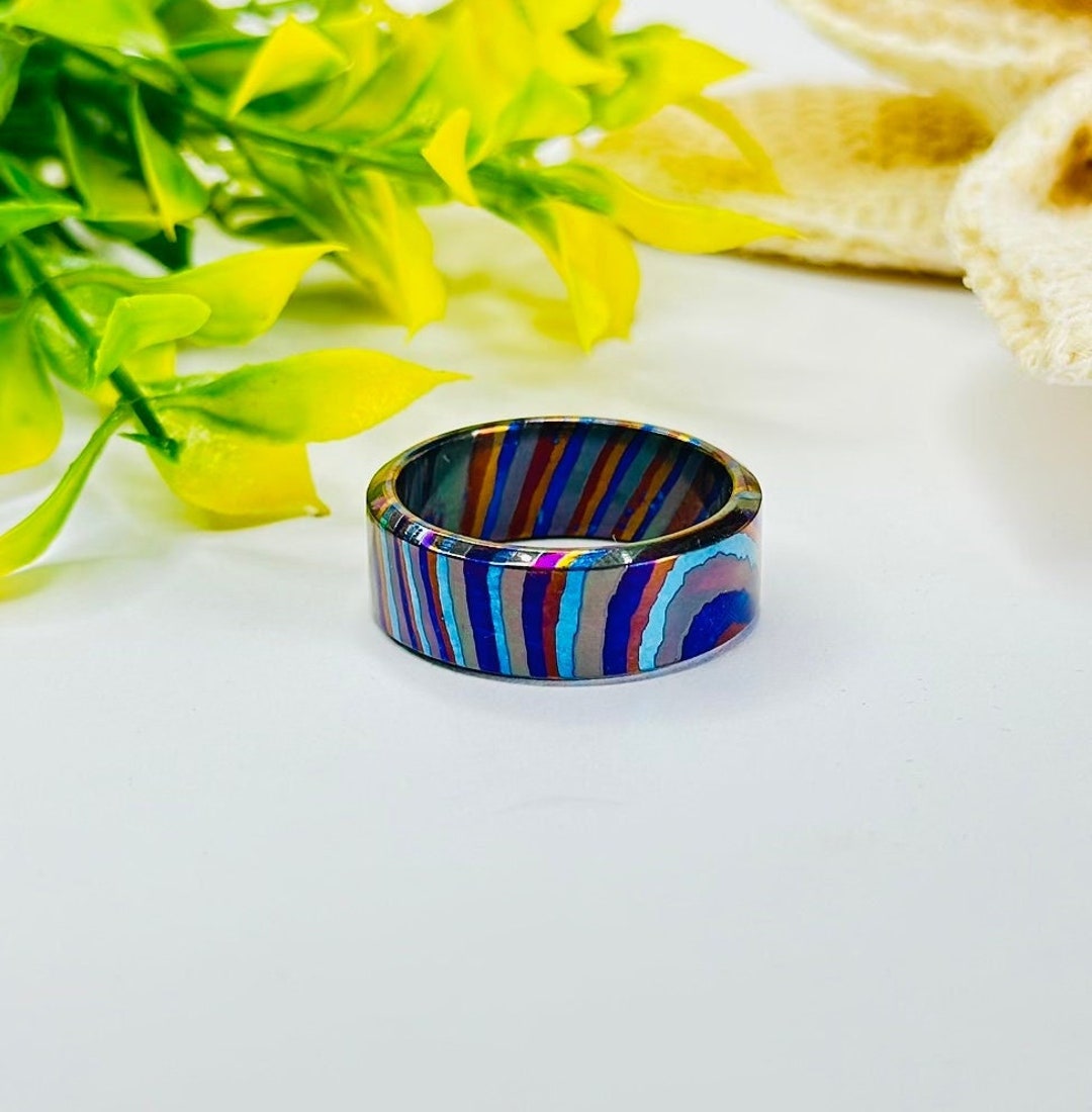 Zircuti Wedding Ring Zirconium Timascus Ring Engagement Ring Aesthetic ...