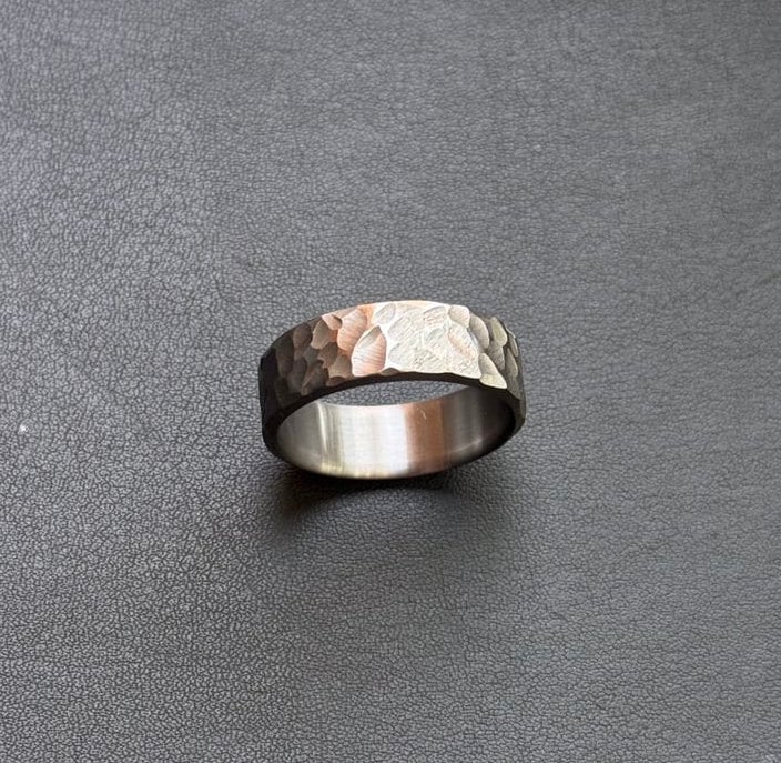 Hammered Titanium Ring Handcrafted Titanium Ring for Men Anniversary ...