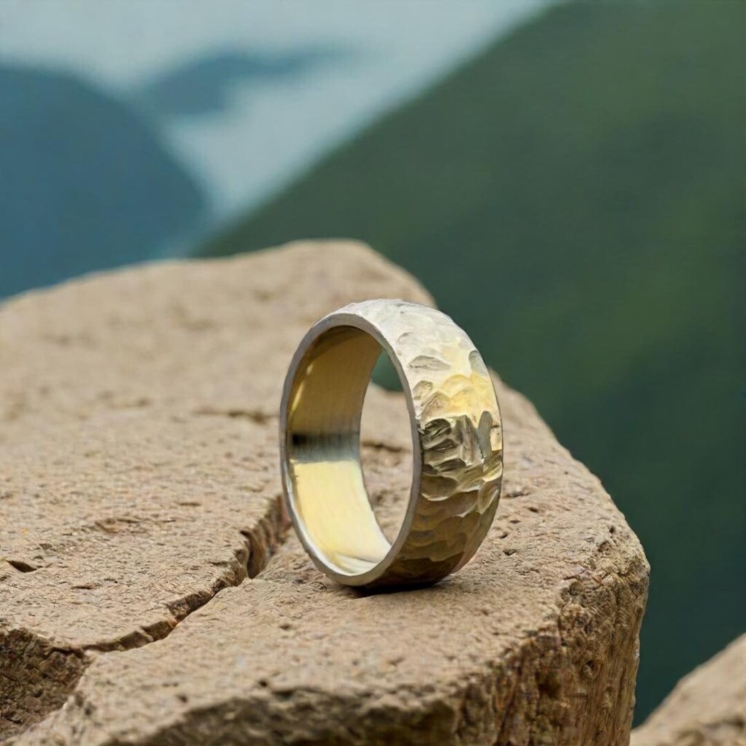 Rock Hammered Titanium Ring Handcrafted Titanium Ring for Men ...