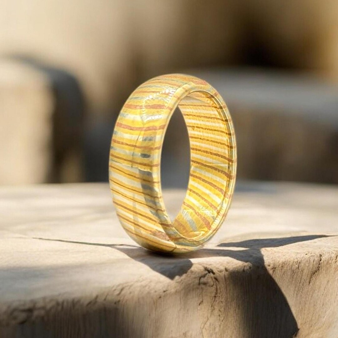 Mokume Gane Ring Mokume Gane Dome Promise Ring Wedding Ring Brushed ...