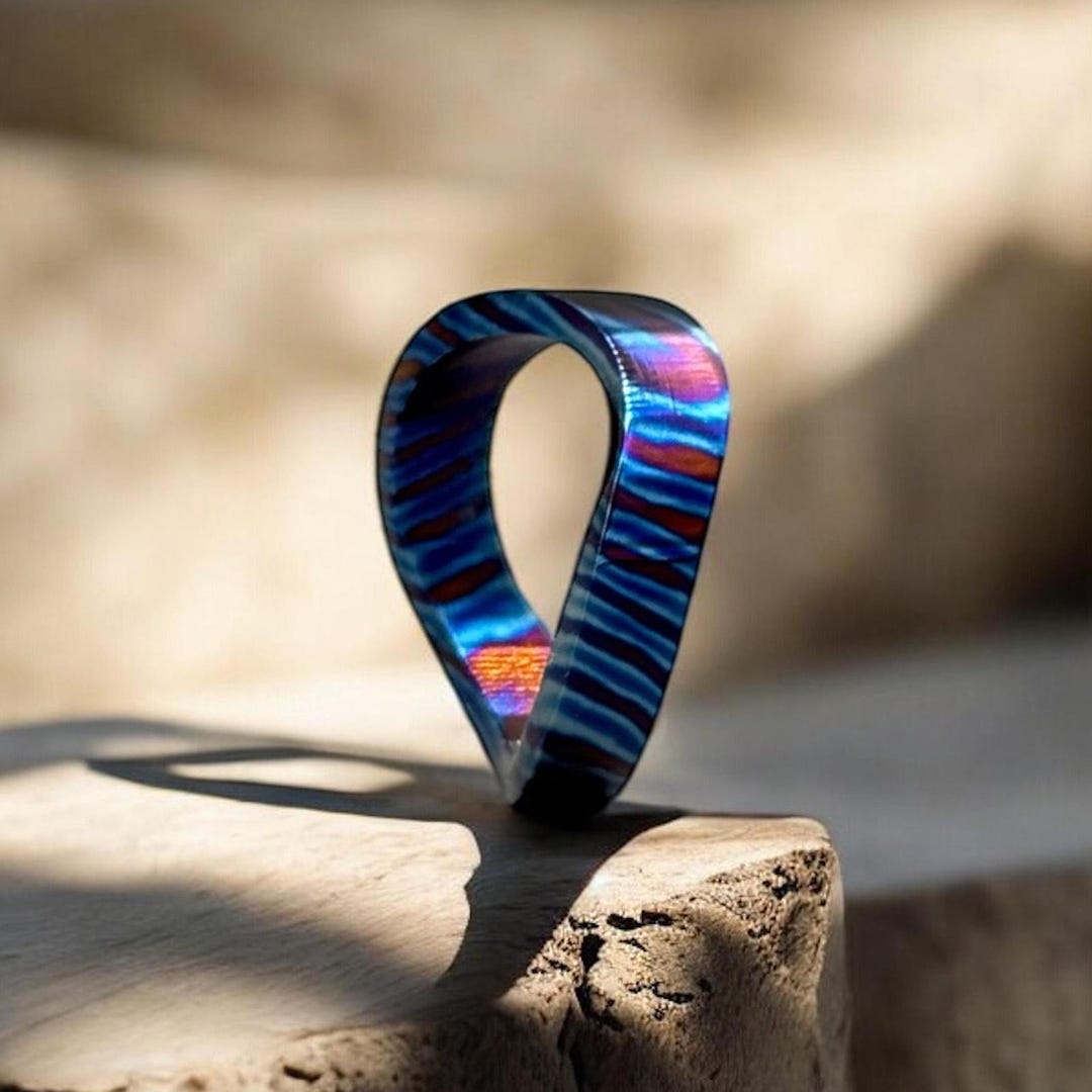 Unique Timascus Curved Ring Men Wedding Ring Engagement Ring Wedding ...