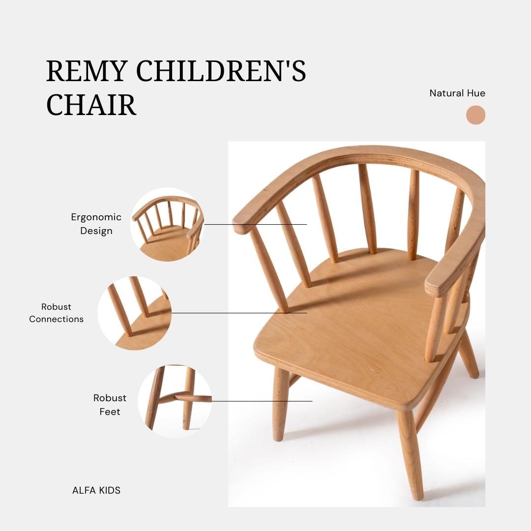 Chair for Kids Beech Wood Hand Made Montessori Wooden Kids Table Chair ...