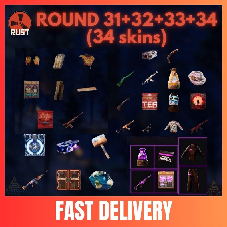 Rust 34 Skins ROUNDS 31 32 33 34 TWITCH DROPS - Etsy Australia