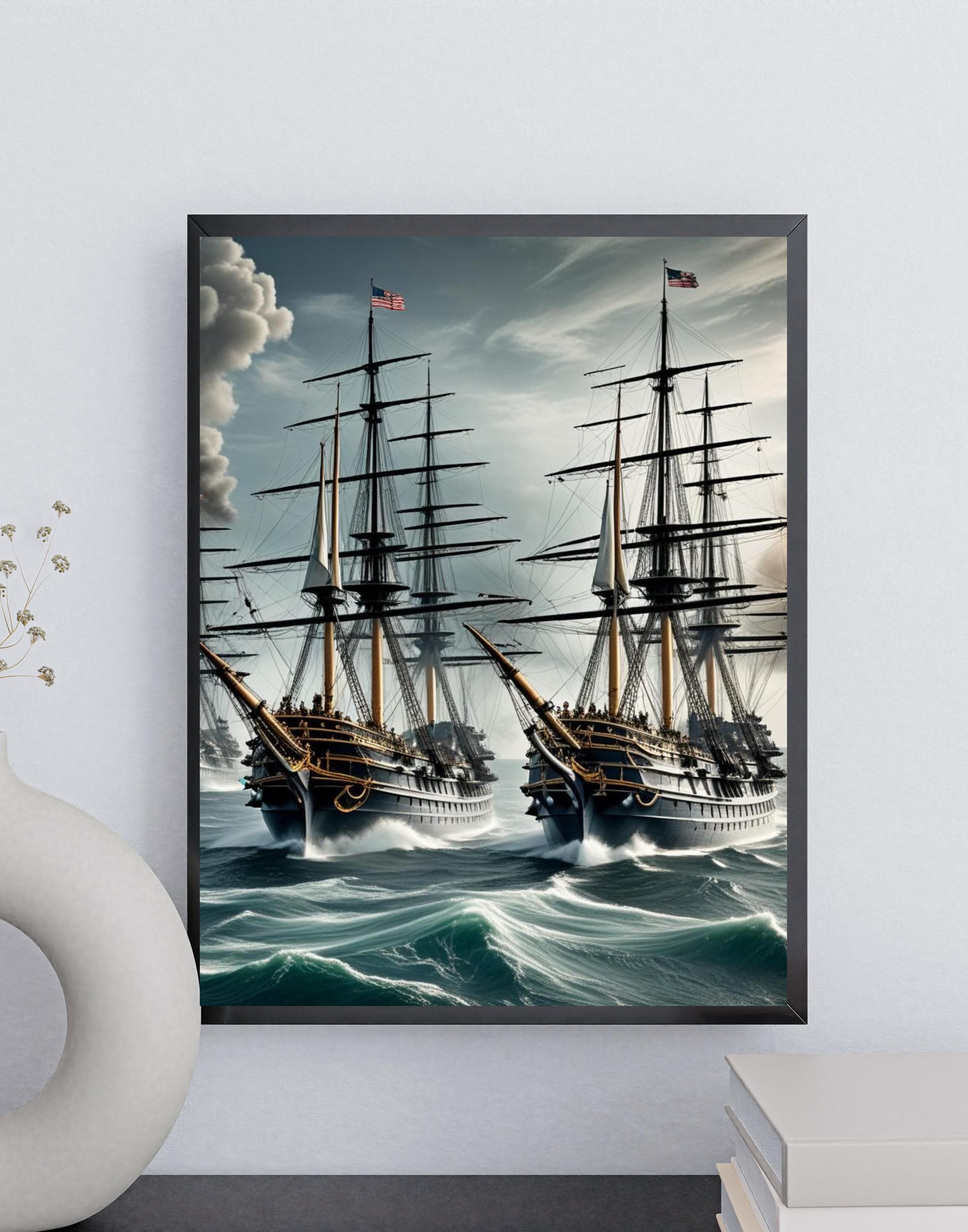Ocean Battleship Naval Battle Picture, Maritime Warfare Poster, Armada ...