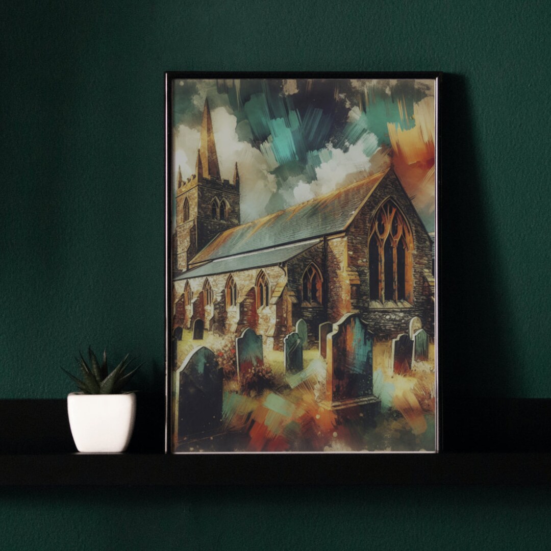 Old English Church Wall Art Church Landscape Picture Downloadable ...