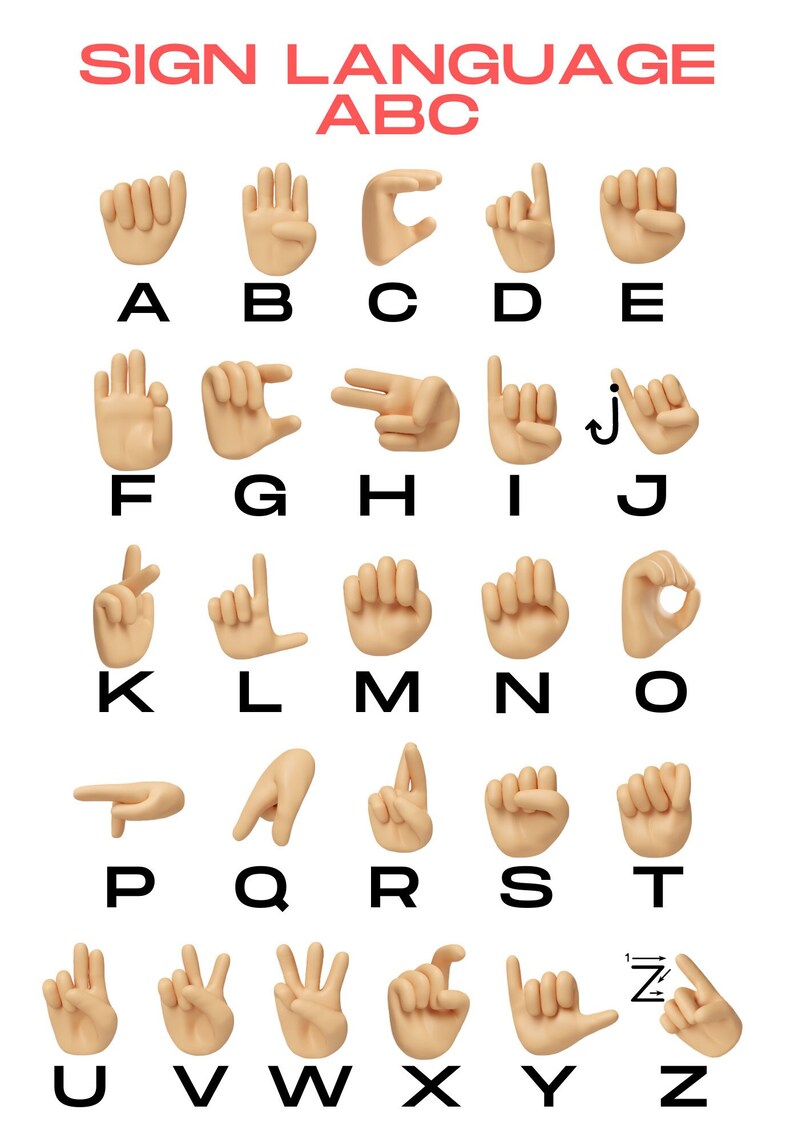 Alphabet Chart Capital Letters & ASL Digital Download - Etsy Canada