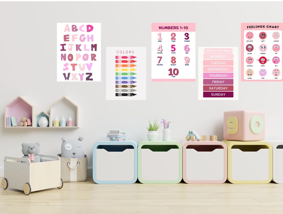 11”x17” Pink Learning Charts - Etsy