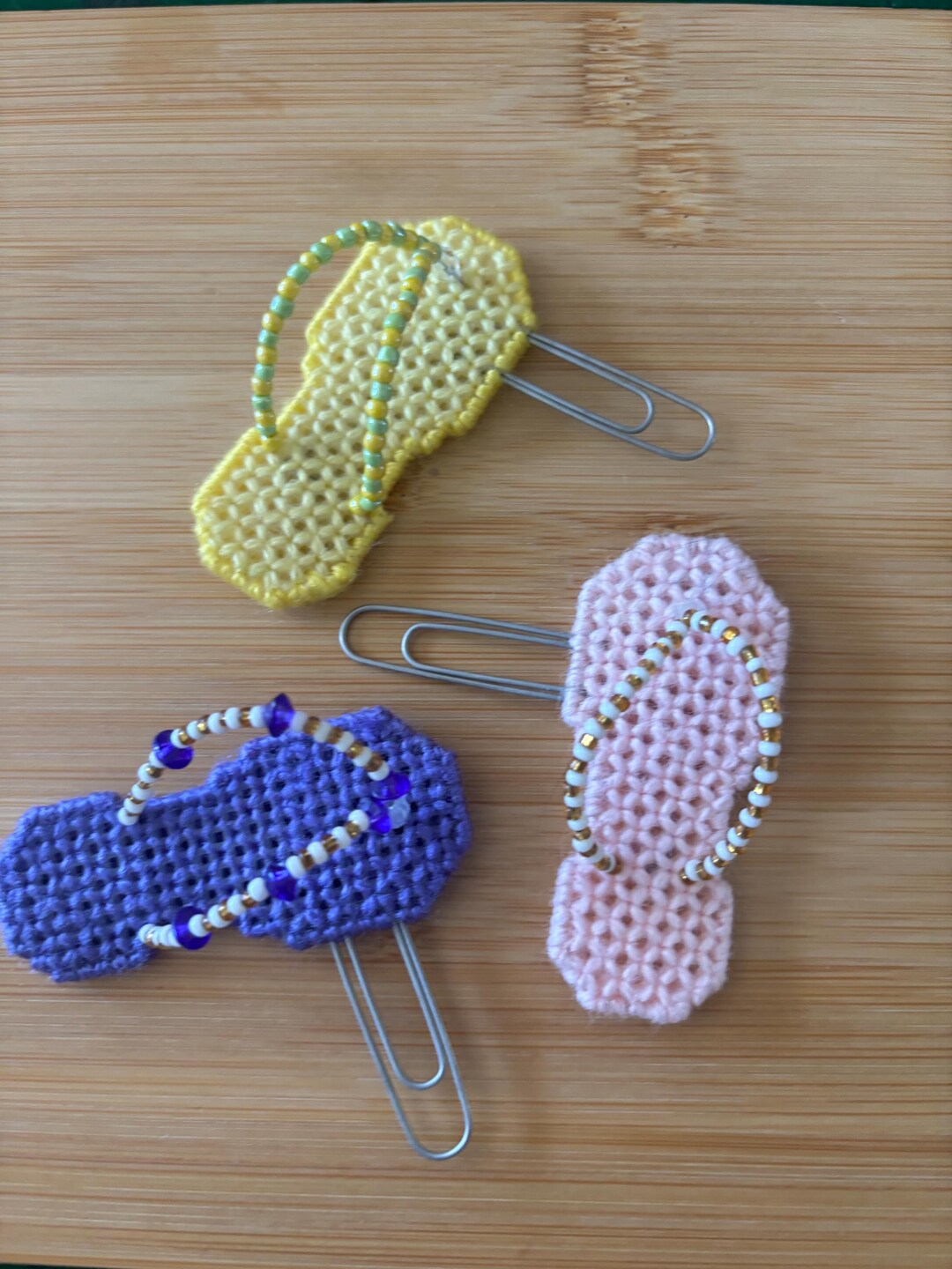 Handmade Three Beaded Crochet Paper Clip Handmade - Etsy