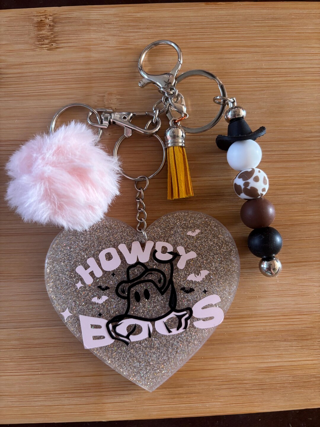 Glitter Howdy Boos Ghost Resin Acrylic Keychain Bag Charm Handmade - Etsy