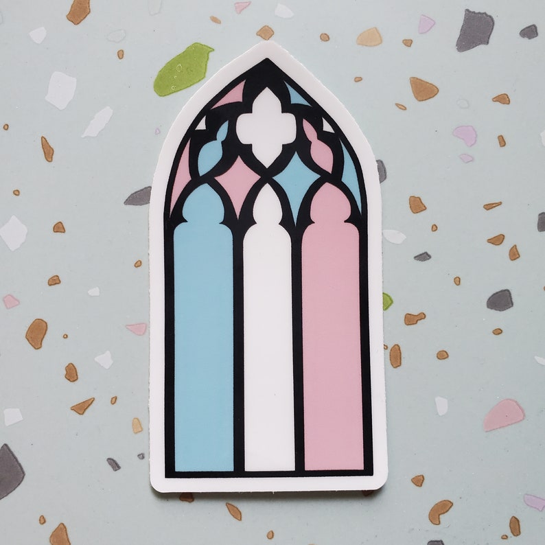 Trans Flag Gothic Cathedral Window Sticker - Etsy