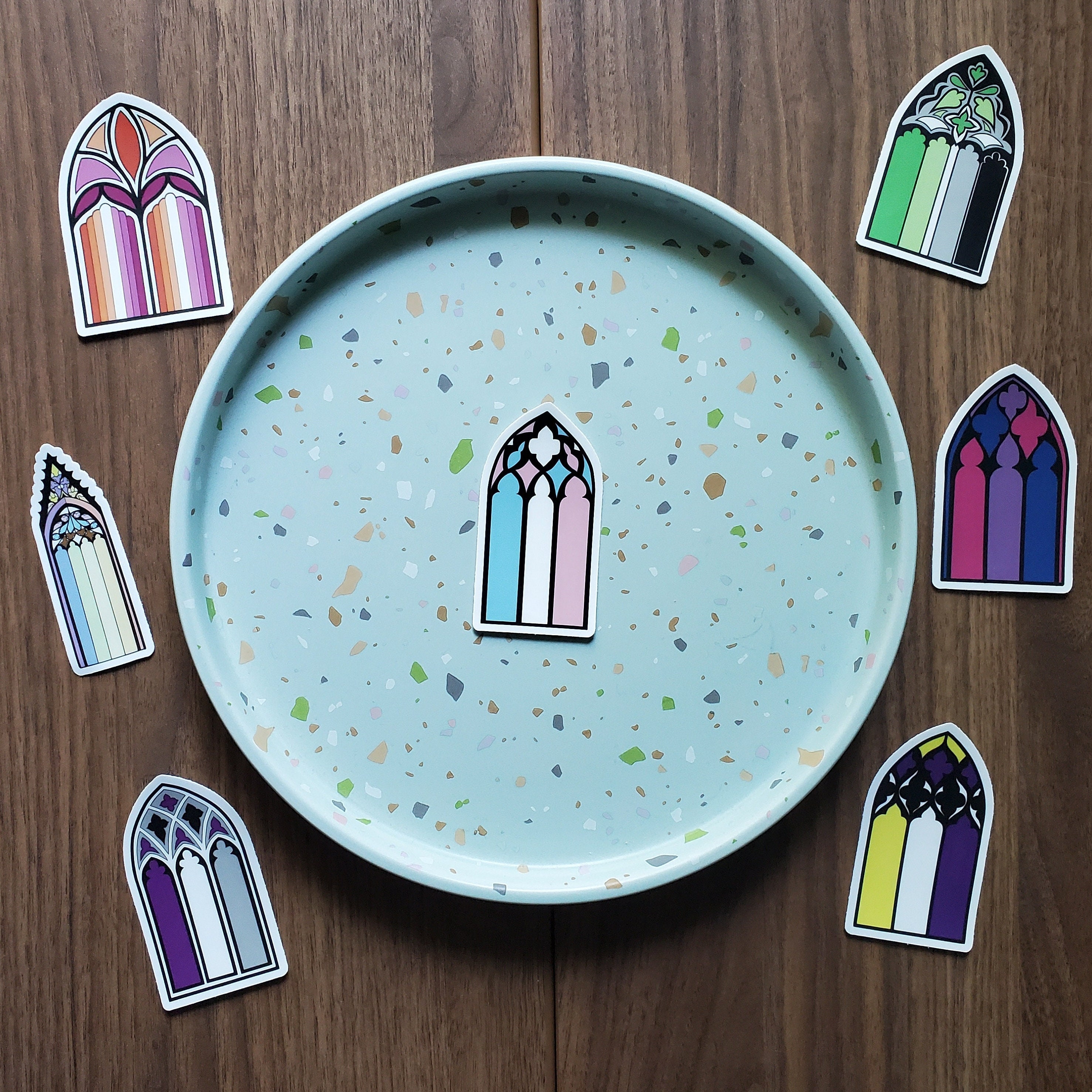 Trans Flag Gothic Cathedral Window Sticker - Etsy