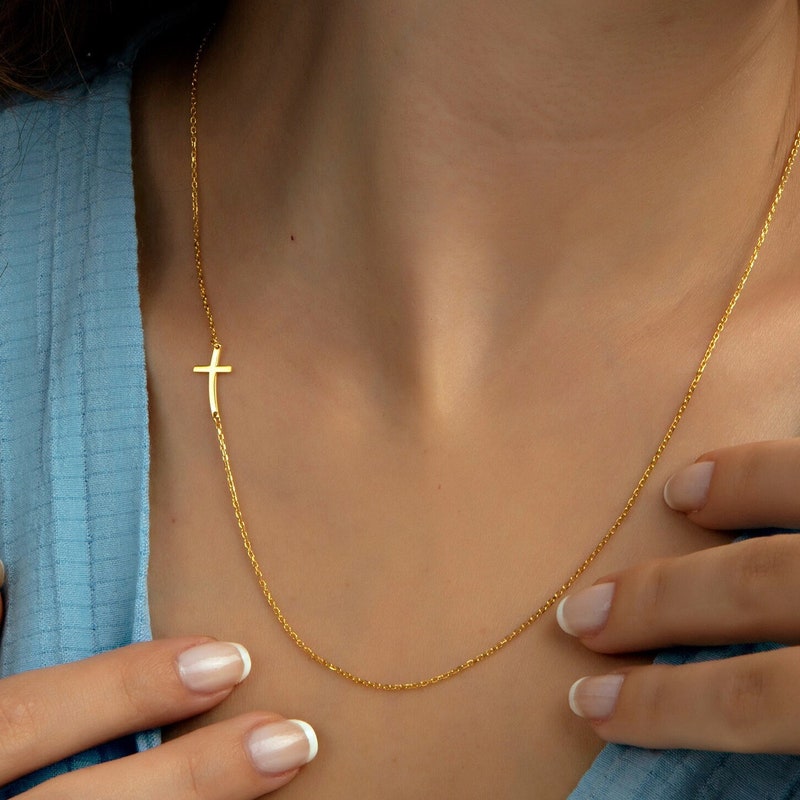 Sideways Cross Necklace - Etsy