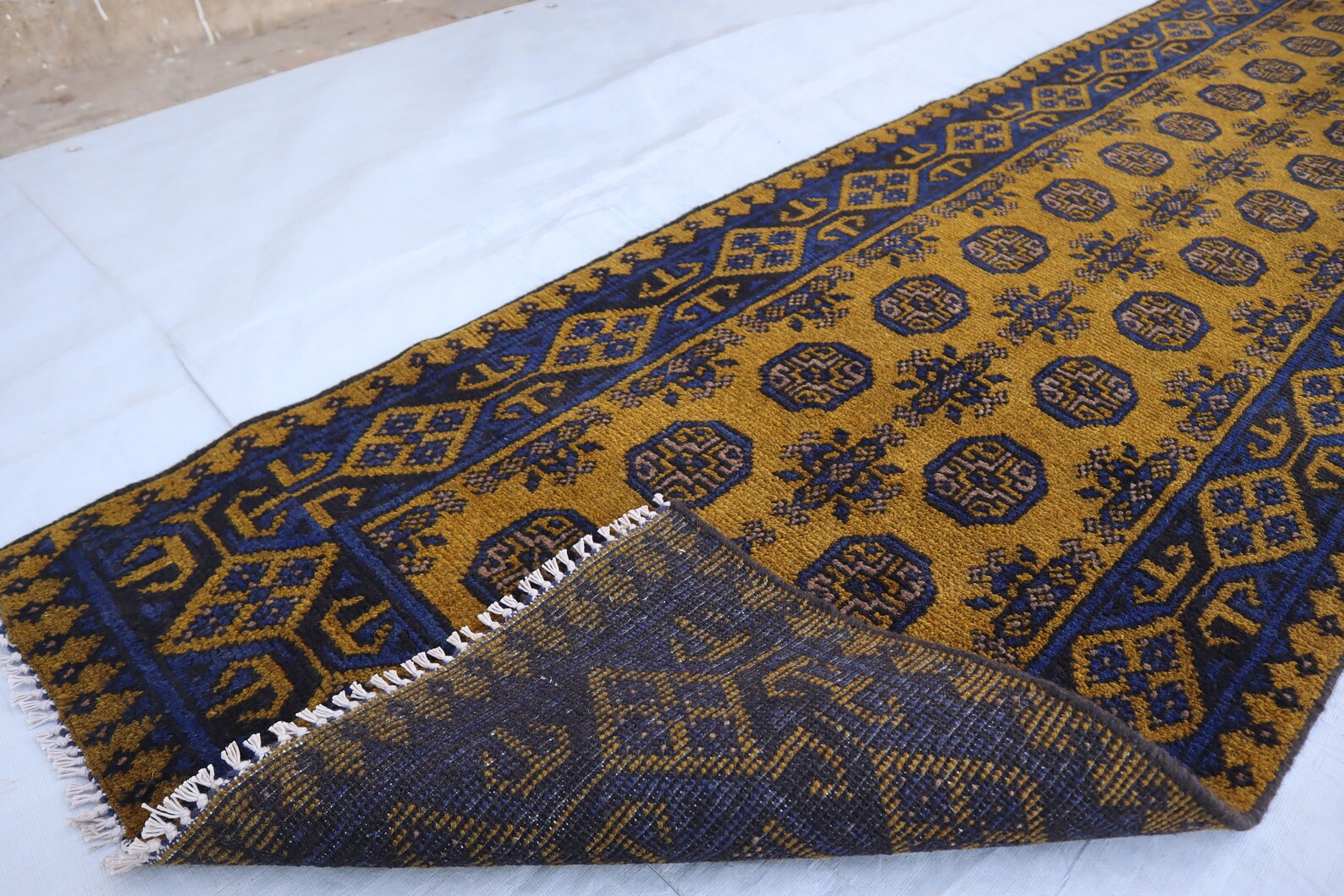 Reserved- 10 Ft Runner Rug, Turkmen Mowri Bokhara Wool Rug, Afghan ...
