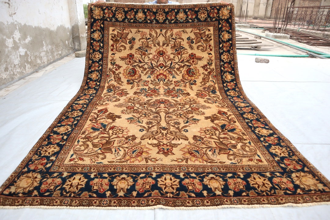 COLLICTIBLE Pictorial Vintage Art Deco Rug - Floral Tree of Life Afghan ...