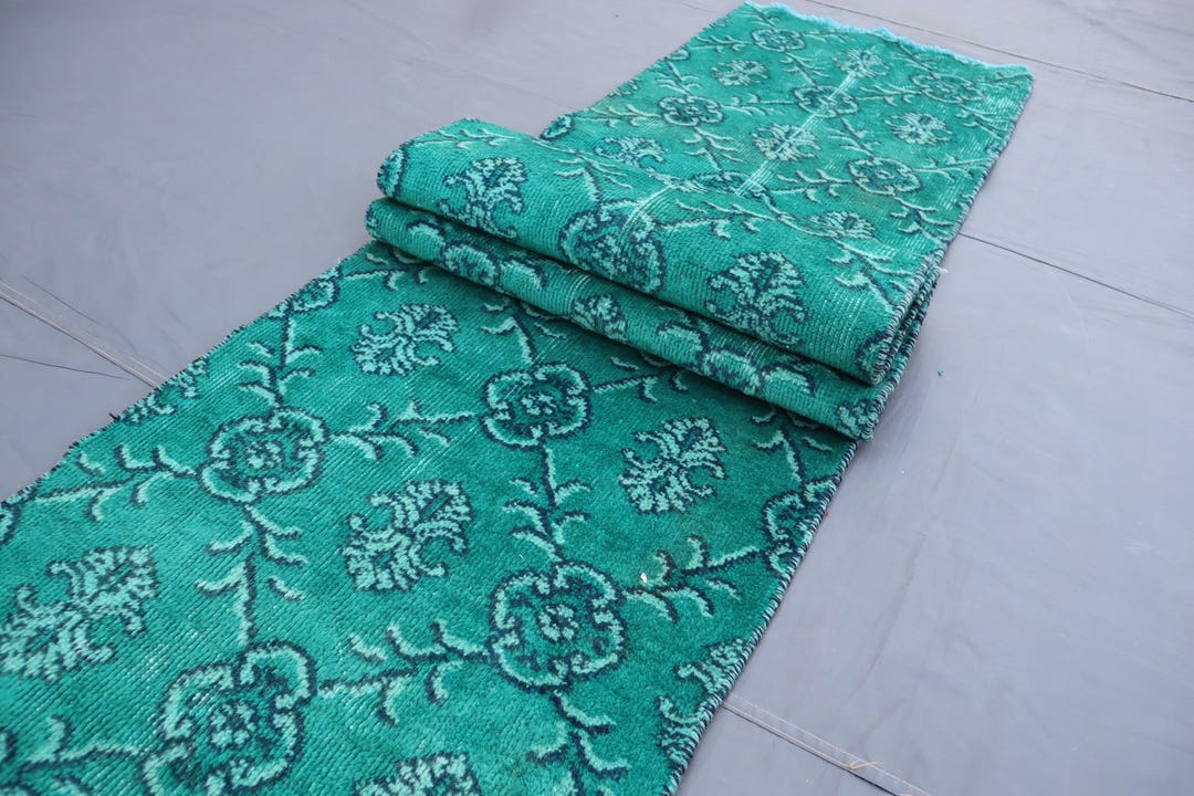 Light Green Runner Rug 2x10 Ft Antique Caucasian Floral Rug- Afghan ...