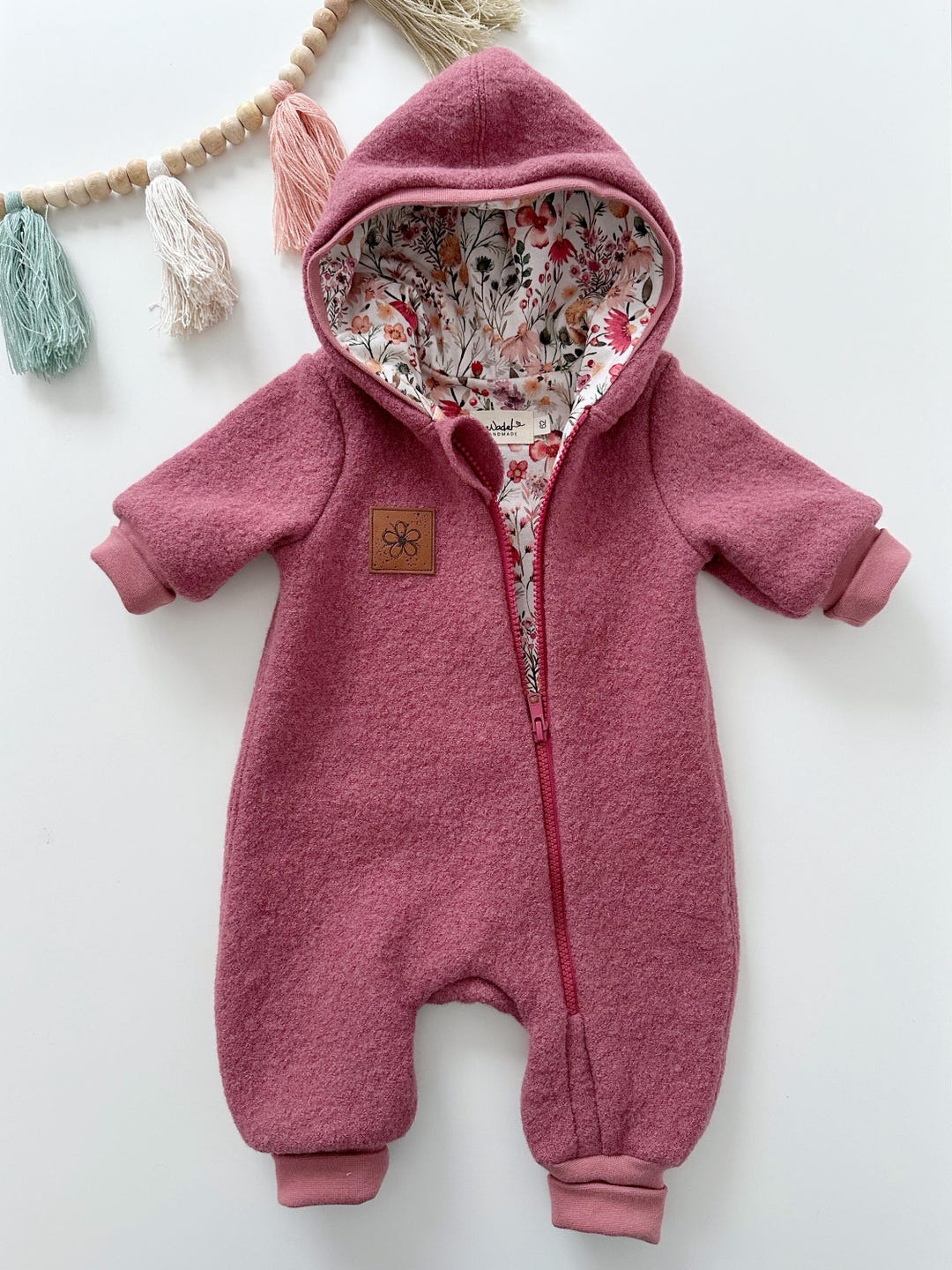 Baby Walk Suit Wool Walk Overall Fully Lined Faded Rose Flower Print ...