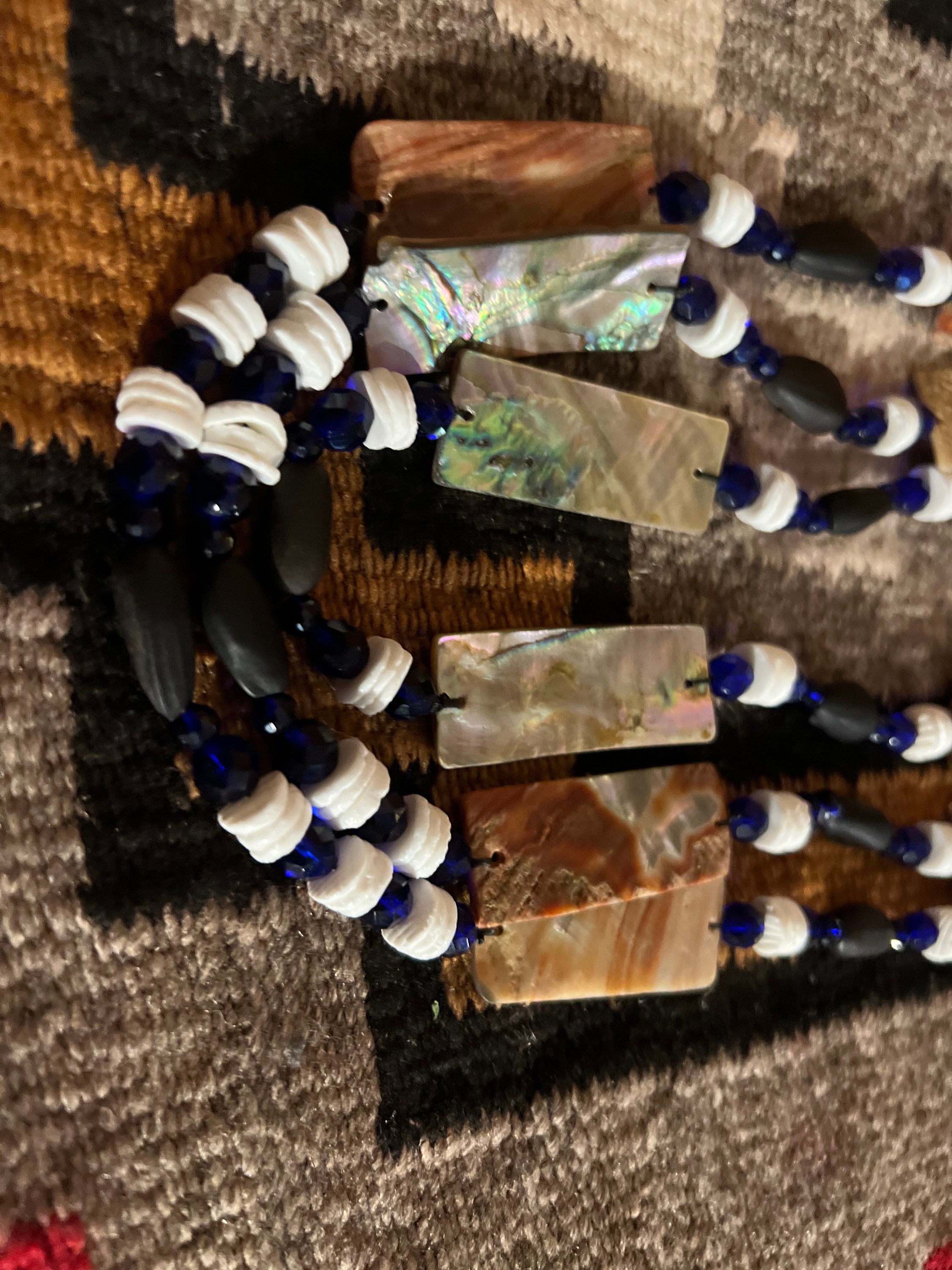 Unique Native American Men's Necklace With Red Abalone & Blackened Pine ...