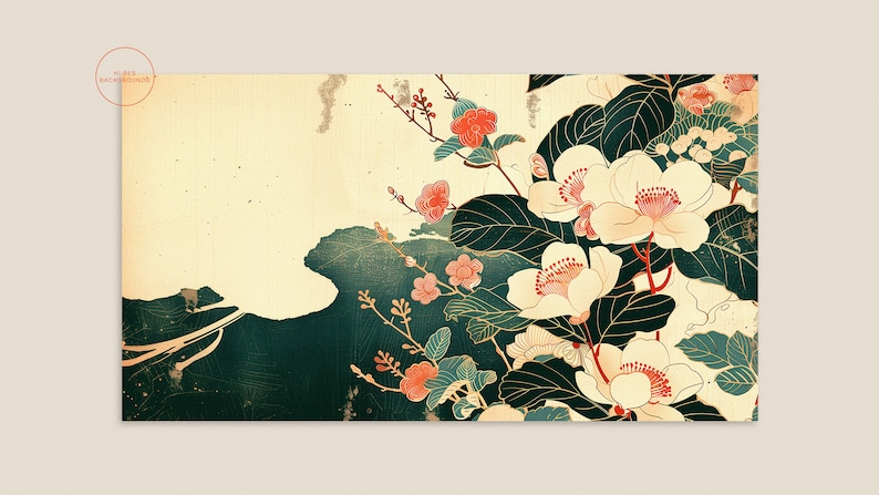 Japanese Botanical Art | Background Images and Prints | JPEG Files - Etsy