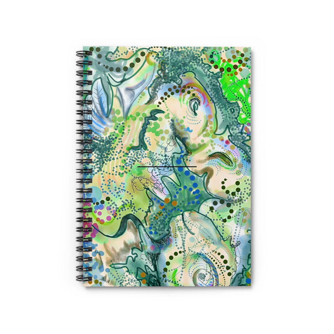 Green Abstract Expressionist Art Spiral Notebook 6 X 8 Lined Journal ...
