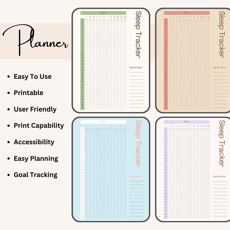 Sleep Tracker Printable / Monthly / Daily Sleep Journal / Sleep Quality ...