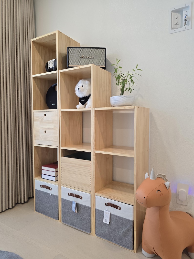 Solid Cubby Shelf 1 X 5 | Wooden Cube Organizer - Etsy