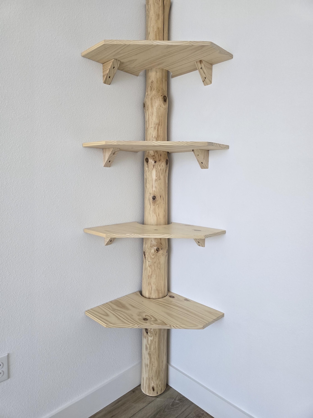 Natural Pine Corner Shelf | Cabin Style Corner Shelf | Natural Tree ...