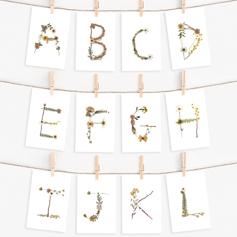 Flashcards Printable Flower Alphabet Printable Playroom Decor ...