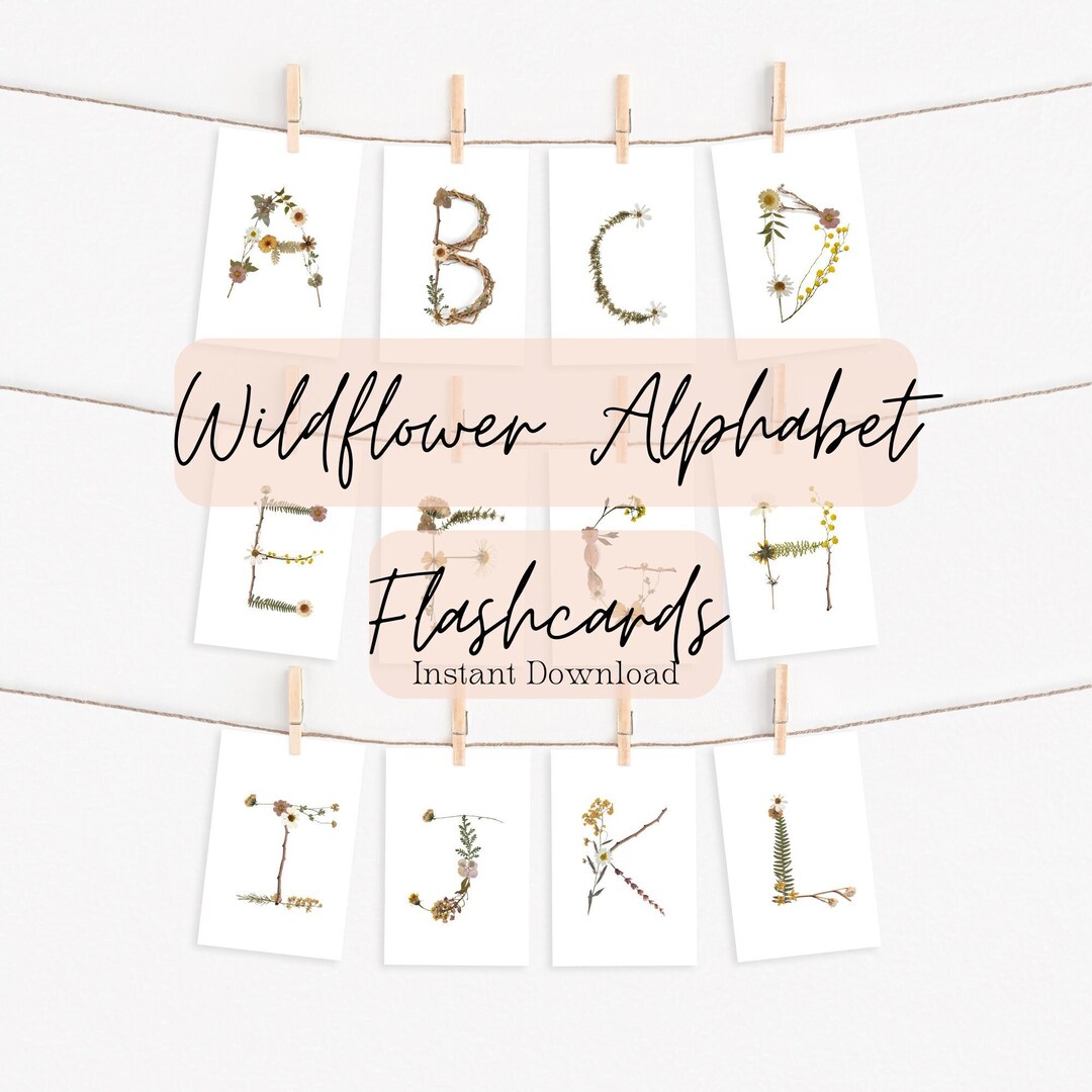 Wildflower Alphabet DIY Flashcards Printable Homeschooling Natural ...