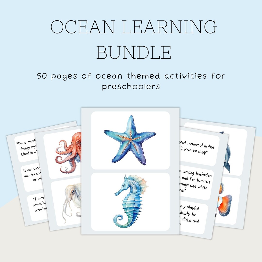 Sea Life Activities Alphabet Flashcards Preschool Resource Printable ...