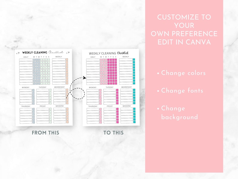 Weekly Cleaning Checklist Editable, Printable Cleaning Plan, Cleaning ...