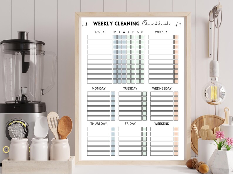 Weekly Cleaning Checklist Editable, Printable Cleaning Plan, Cleaning ...