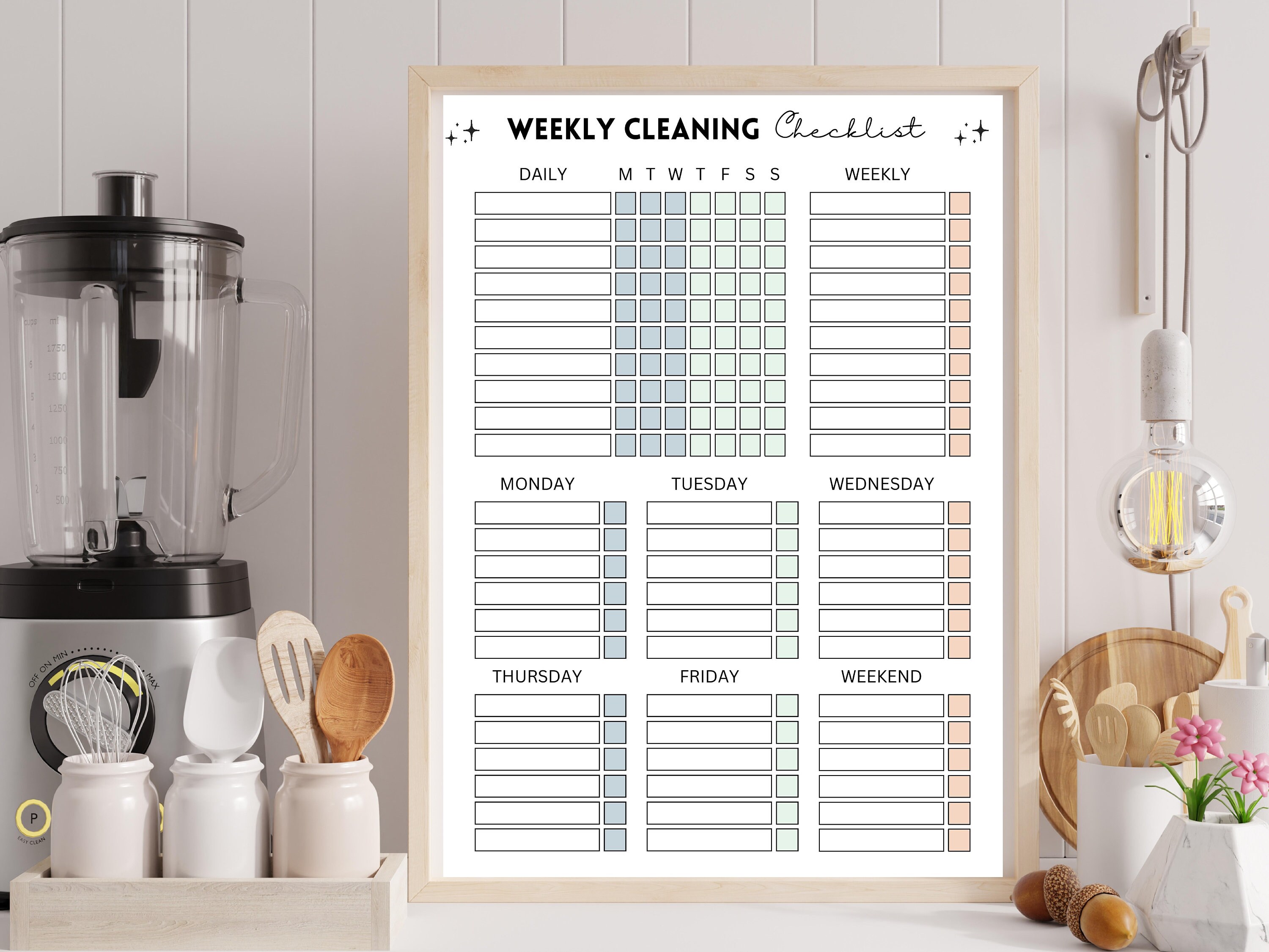 Weekly Cleaning Checklist Editable, Printable Cleaning Plan, Cleaning ...