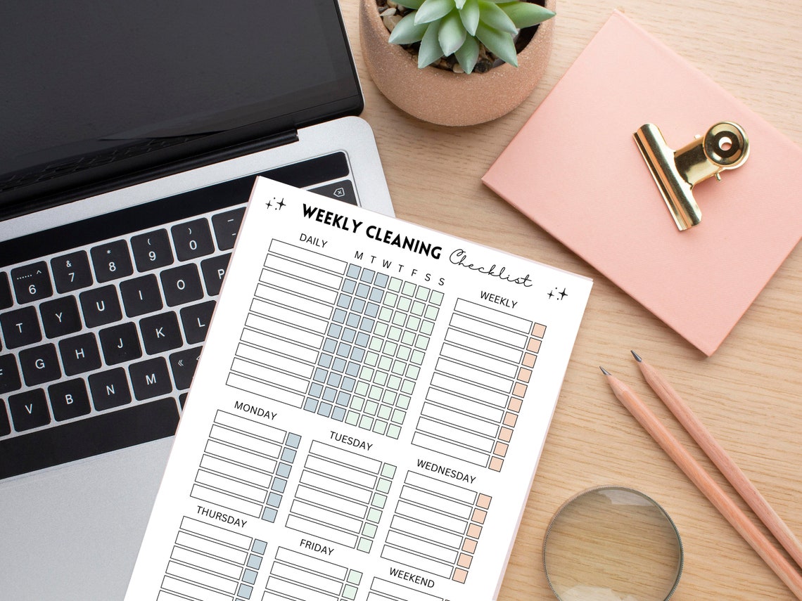 Weekly Cleaning Checklist Editable, Printable Cleaning Plan, Cleaning ...