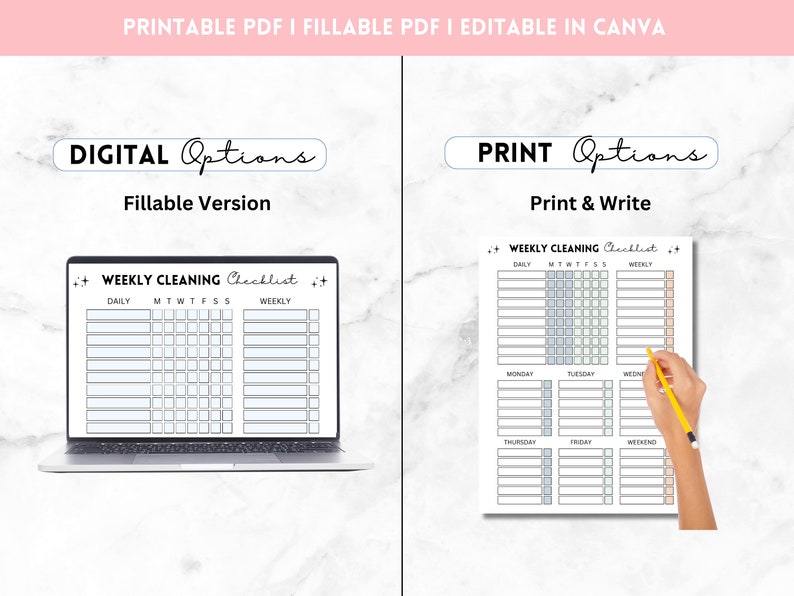 Weekly Cleaning Checklist Editable, Printable Cleaning Plan, Cleaning ...