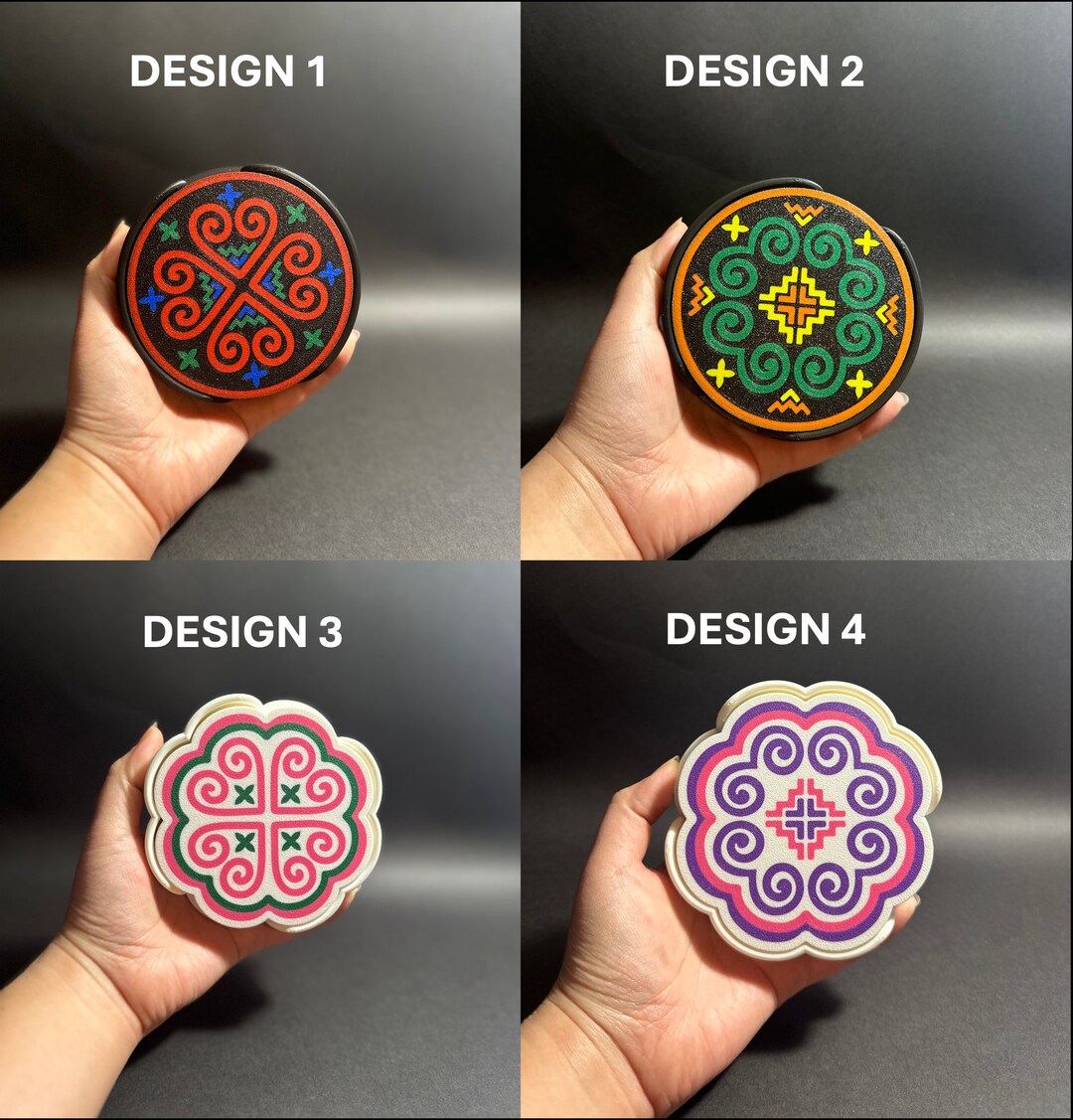 Hmong Coaster Set - 4 Coasters + Holder - Etsy