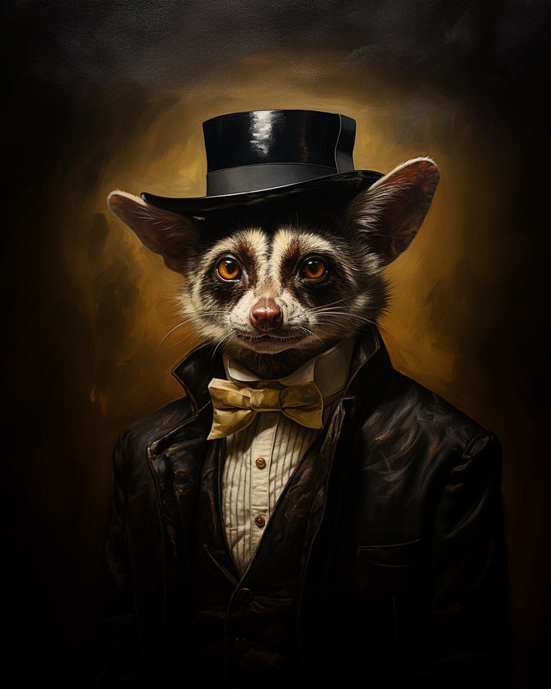 Prohibition Lemur Portrait Gangster 1920's 1930's Mancave Moody Den ...