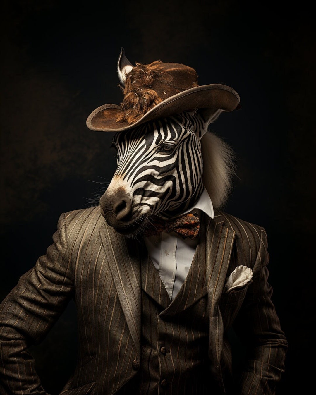 Prohibition Zebra Portrait Gangster 1920's 1930's Mancave Moody Den ...