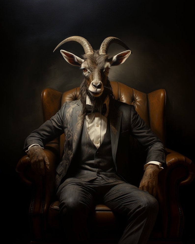 Prohibition Goat Portrait Gangster 1920's 1930's Mancave Moody Den Dark ...