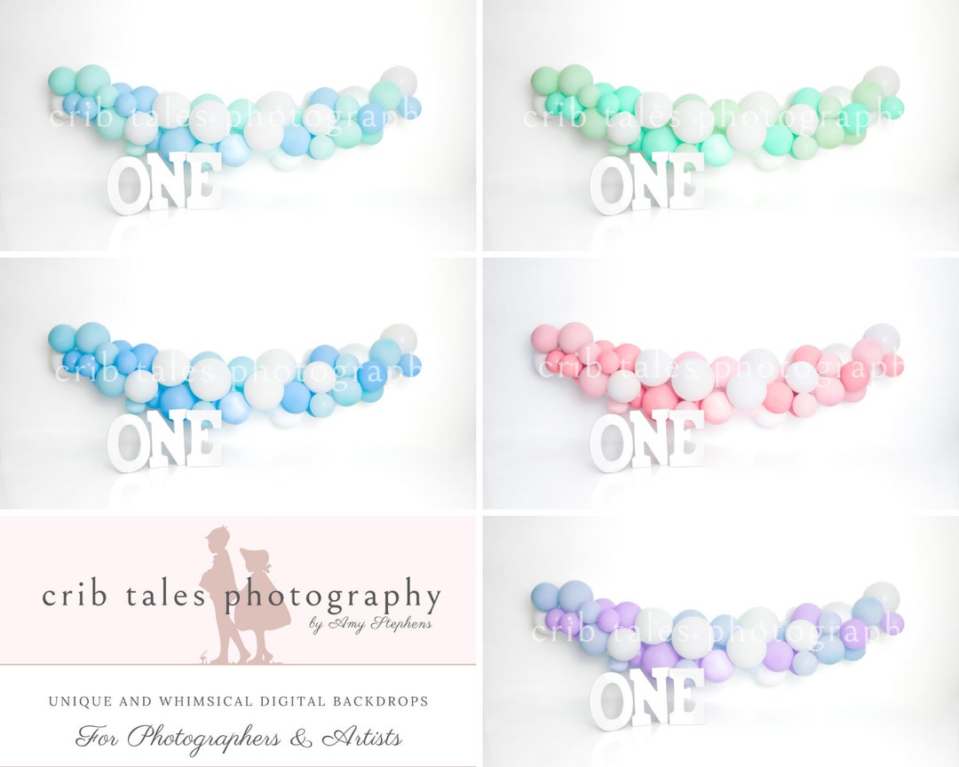 Balloon Garlands Digital Backdrops, Multiple Color Choices for ...