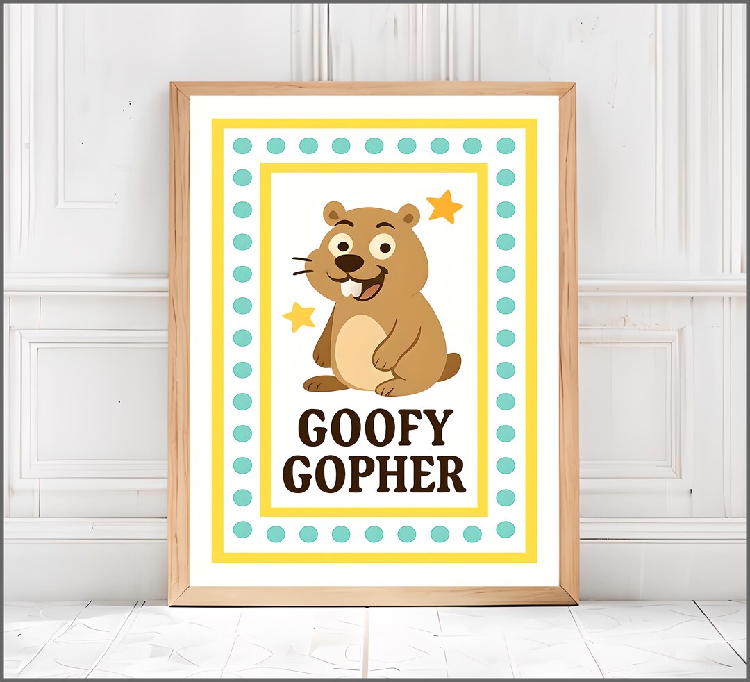 Goofy Gopher Nursery Print: Retro Cottagecore Wall Art (digital ...