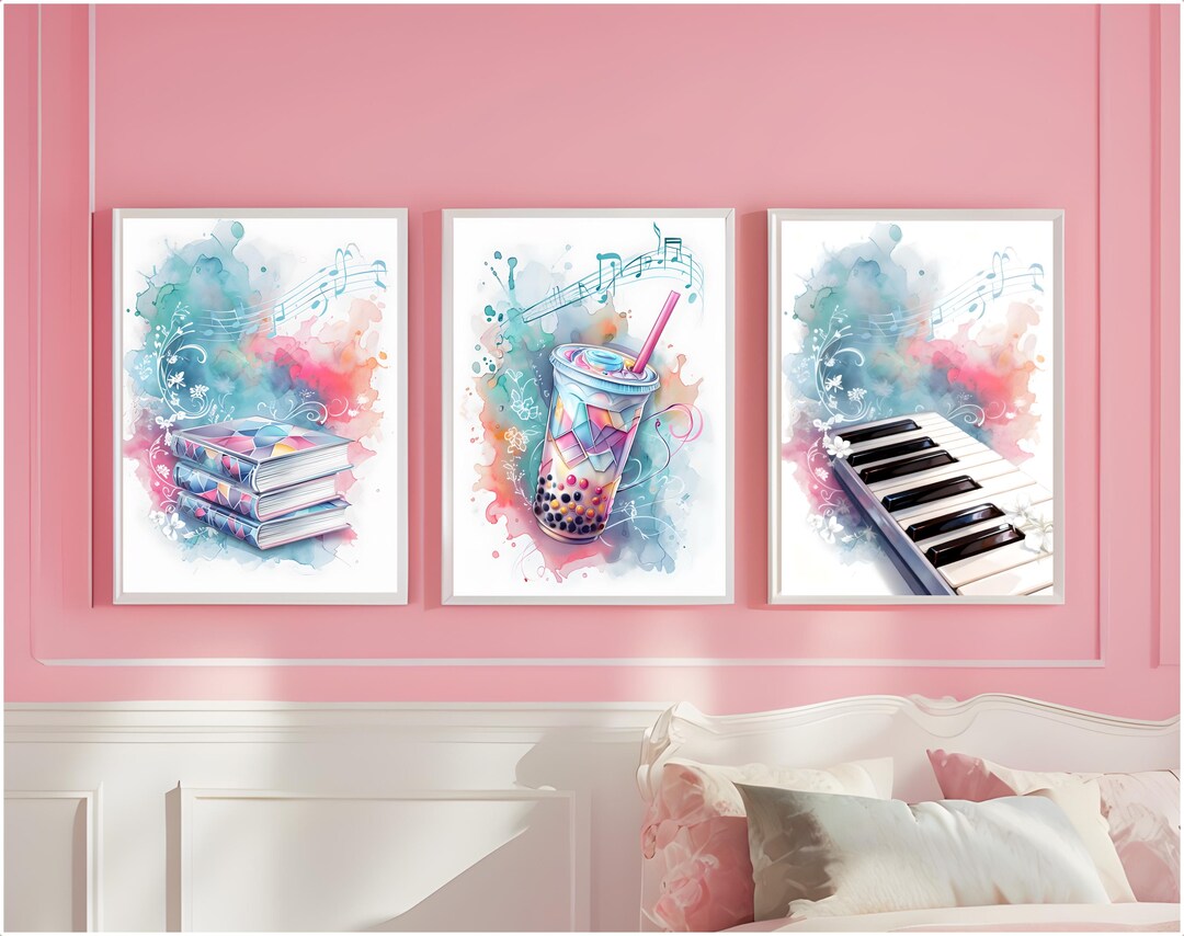 Piano Digital Download Tween Teen Girls Bedroom Decor, Set of 3 Preppy ...
