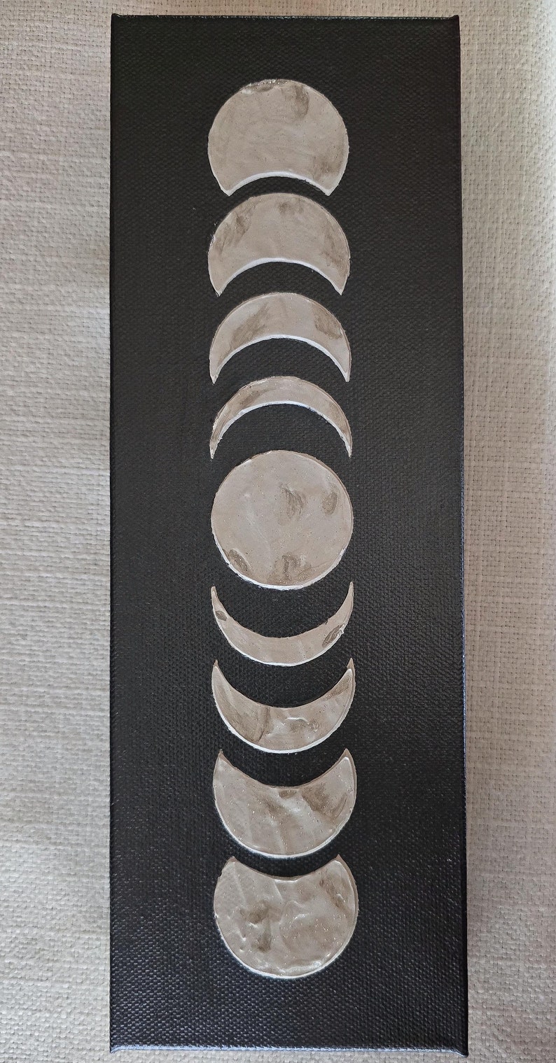Wall Art, Mixed Media Moon Phase Painting on Canvas, Birthday Gift Idea ...
